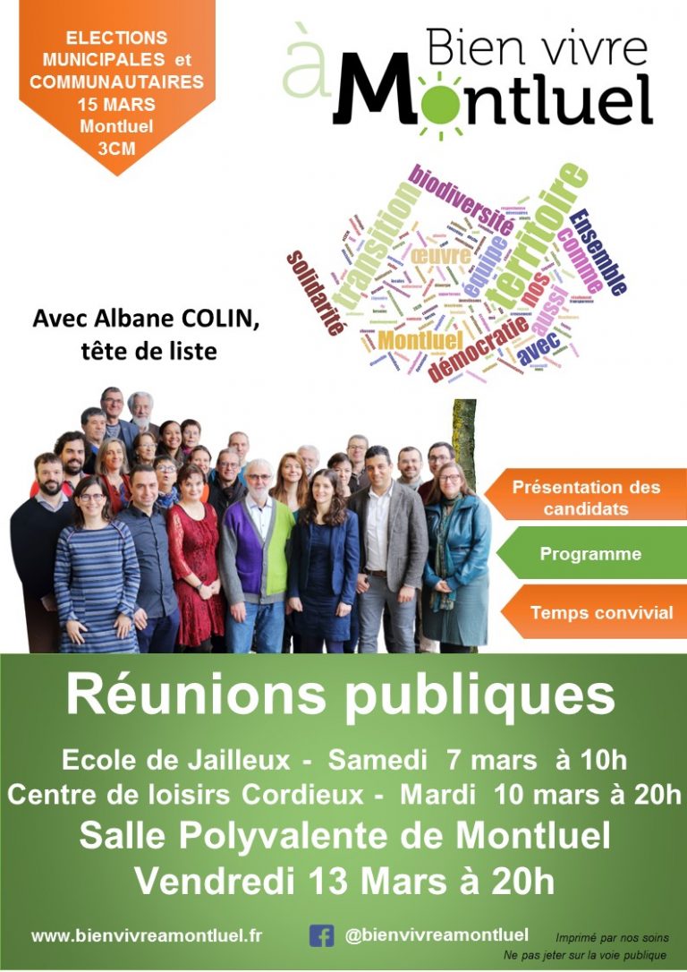 Bien vivre à Montluel vous invite à ses rencontres publiques pour présenter son programme et les ...